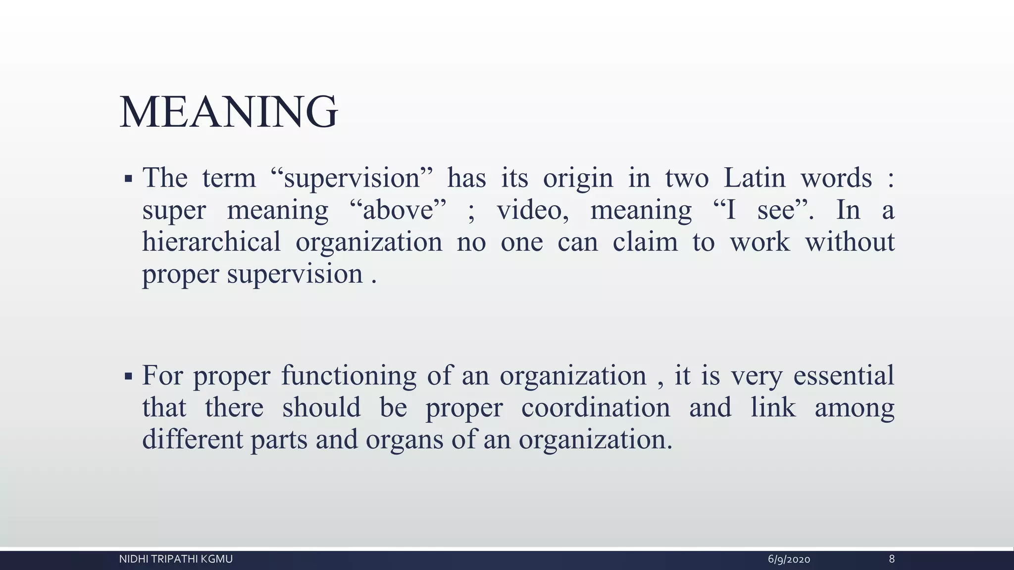 Supervision and management | PPTX