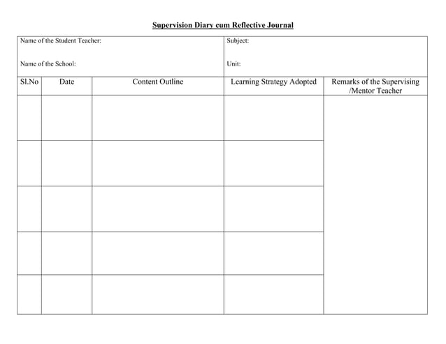 Supervision Diary Cum Reflective Journal.pdf | Educational Assessment ...