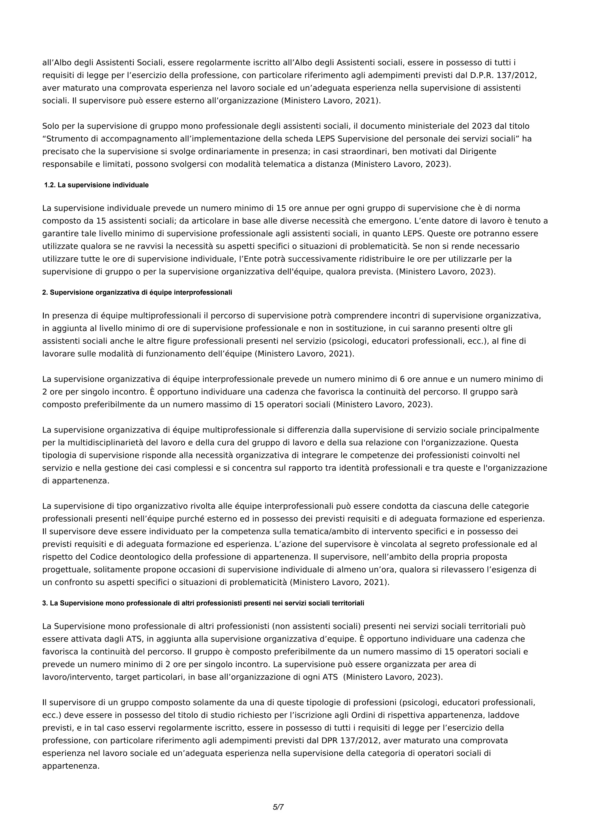 LEPS: la supervisione del personale dei servizi sociali | PDF