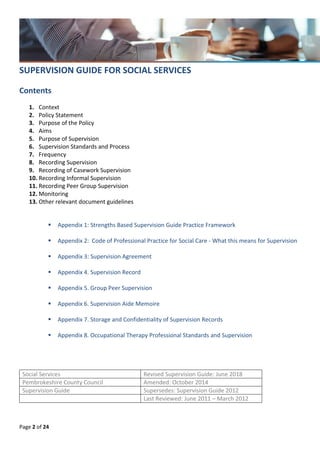 Pembrokeshire Supervision Guide for Social Services | PDF
