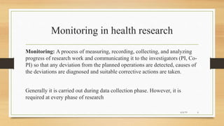 Supervision, monitoring and evaluation of research | PPTX
