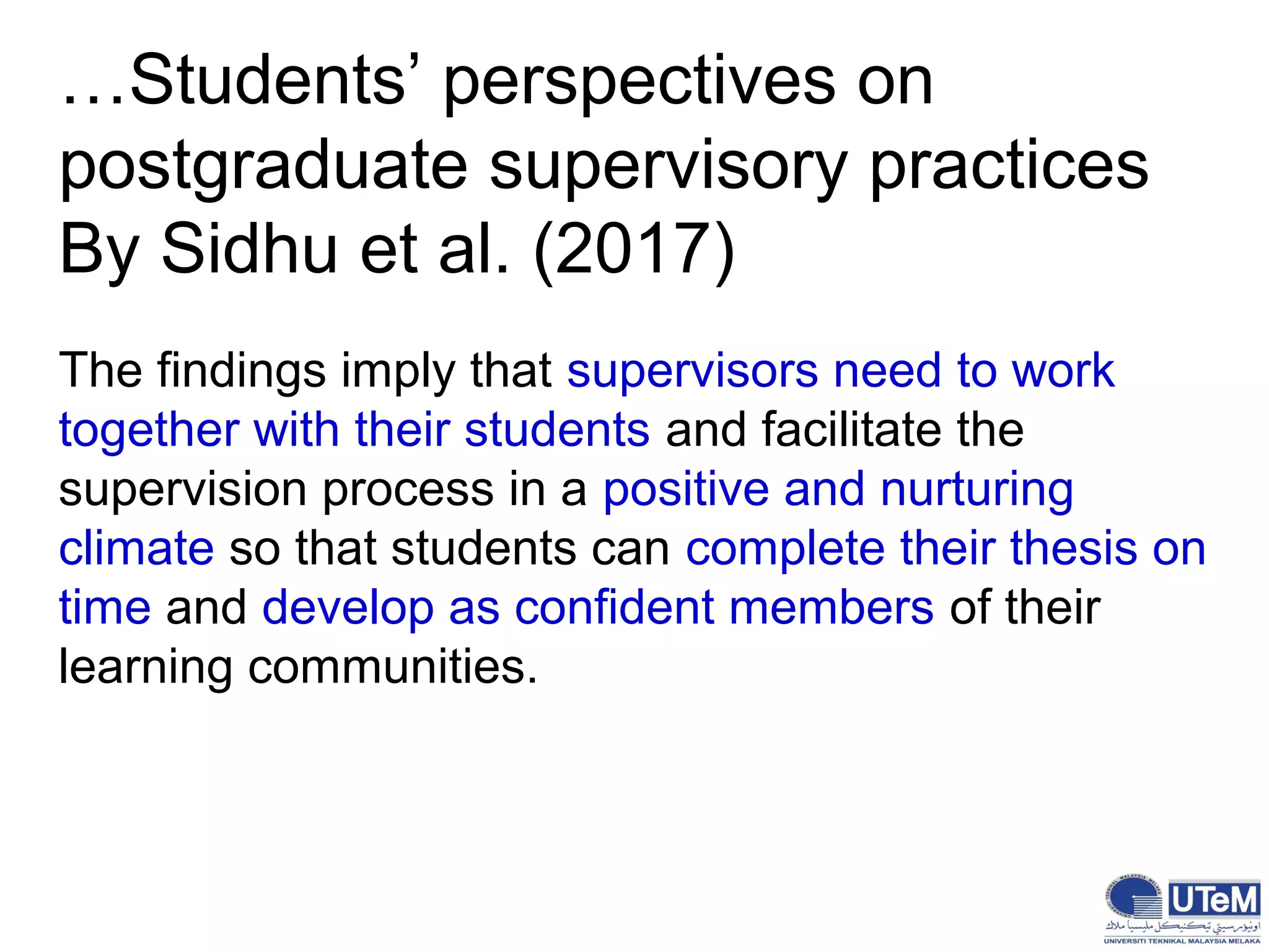Supervision Skills on Postgraduate Students | PPT