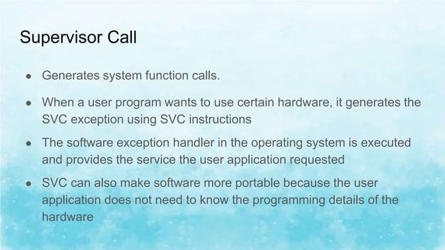 Supervisor call and pendable service call | PPTX | Operating Systems | Computer Software and ...
