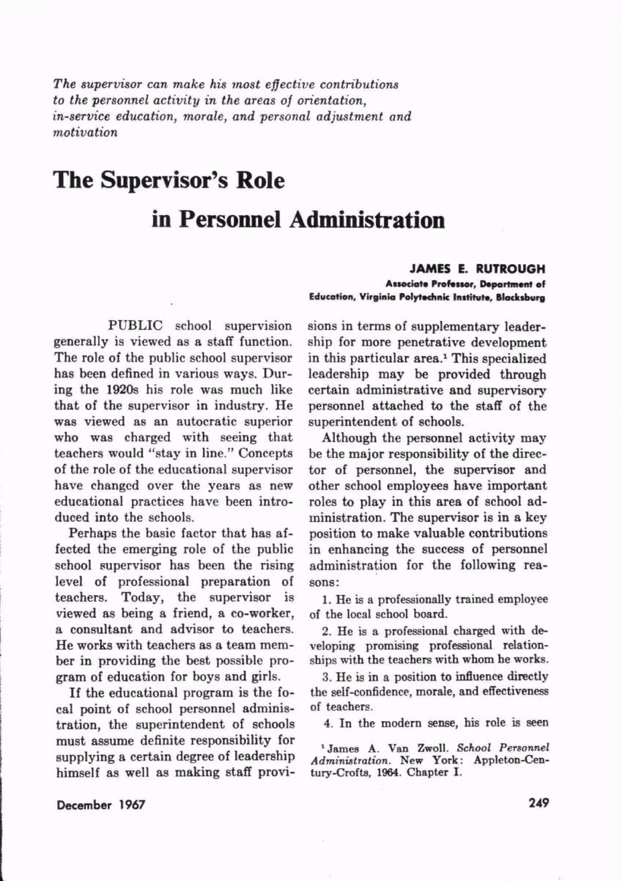 Supervisor's role | PDF