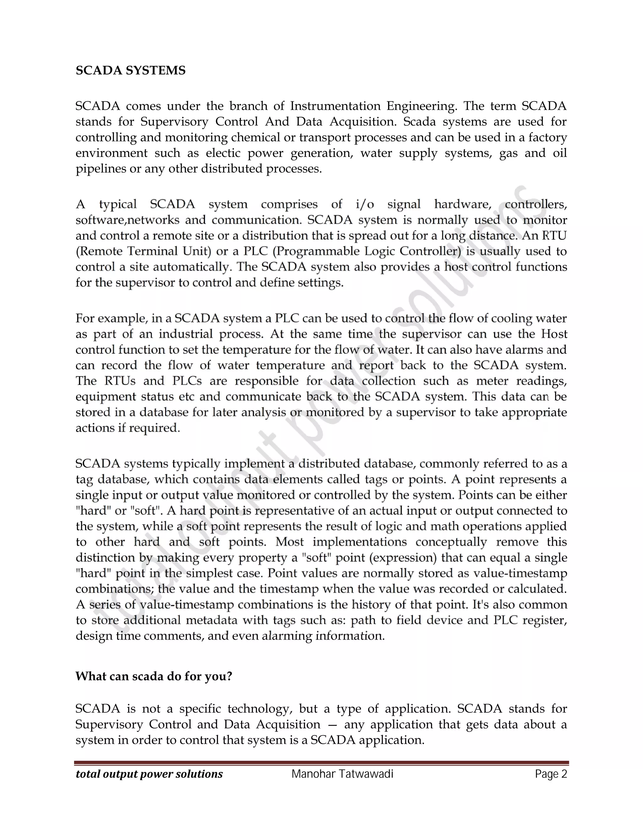 Supervisory control and data acquisition system | PDF | Technology ...