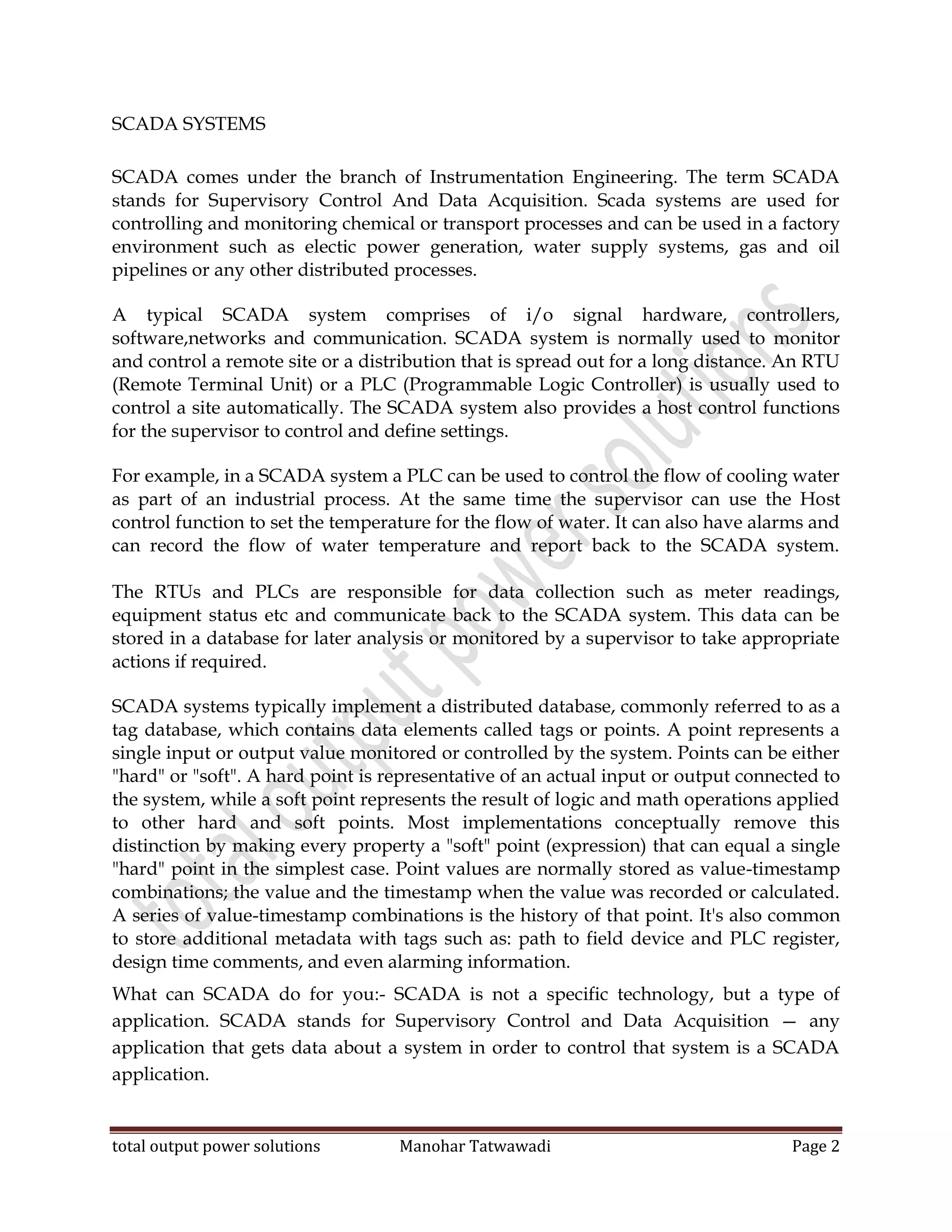SCADA ... Supervisory control and data acquisition | PDF
