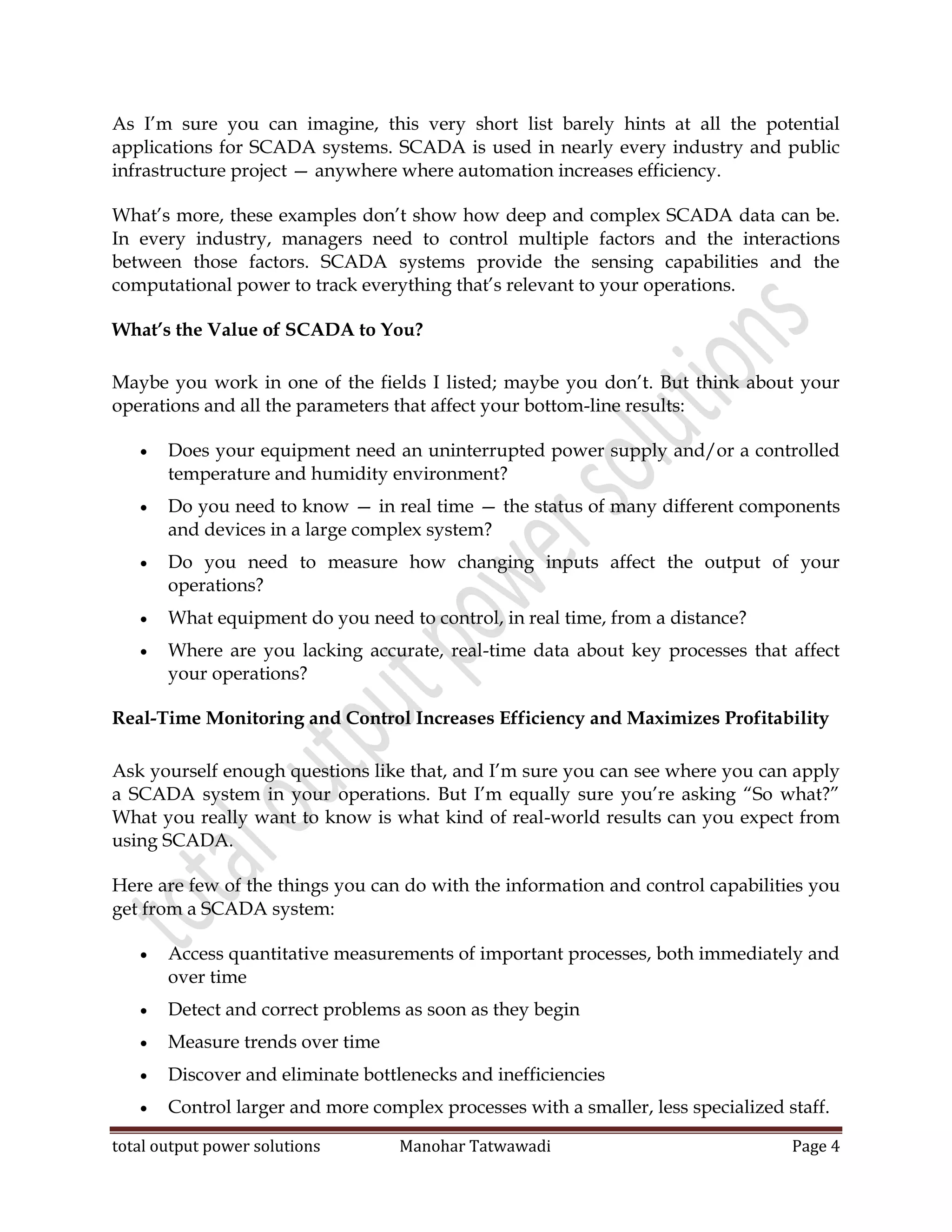 SCADA ... Supervisory control and data acquisition | PDF
