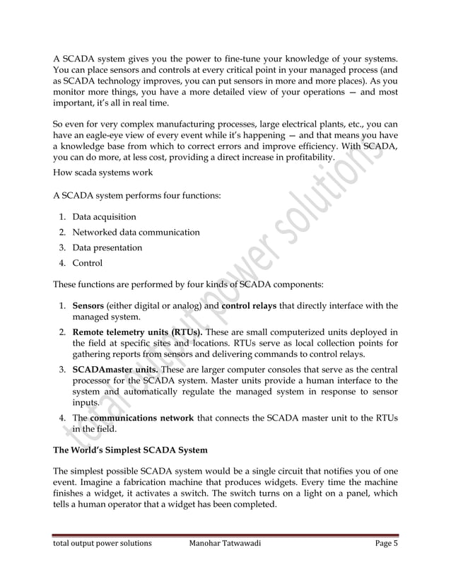 SCADA ... Supervisory control and data acquisition | PDF