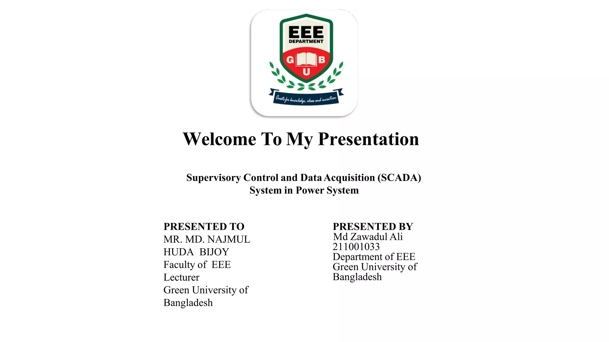 Supervisory Control And Data Acquisition Scada System In Power System