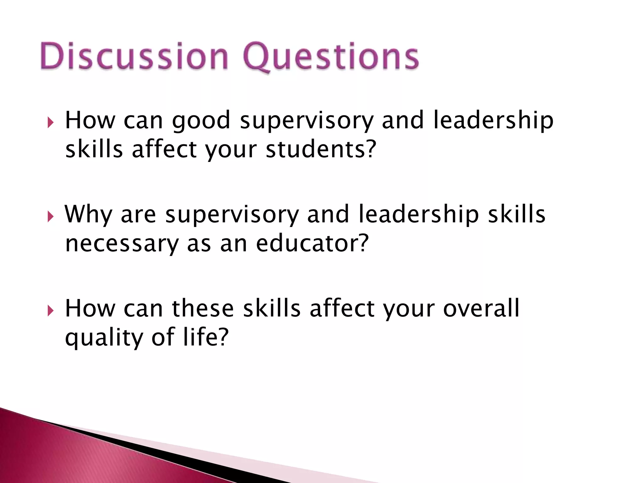 Supervisory skills and teacher leadership, a. howard | PPT