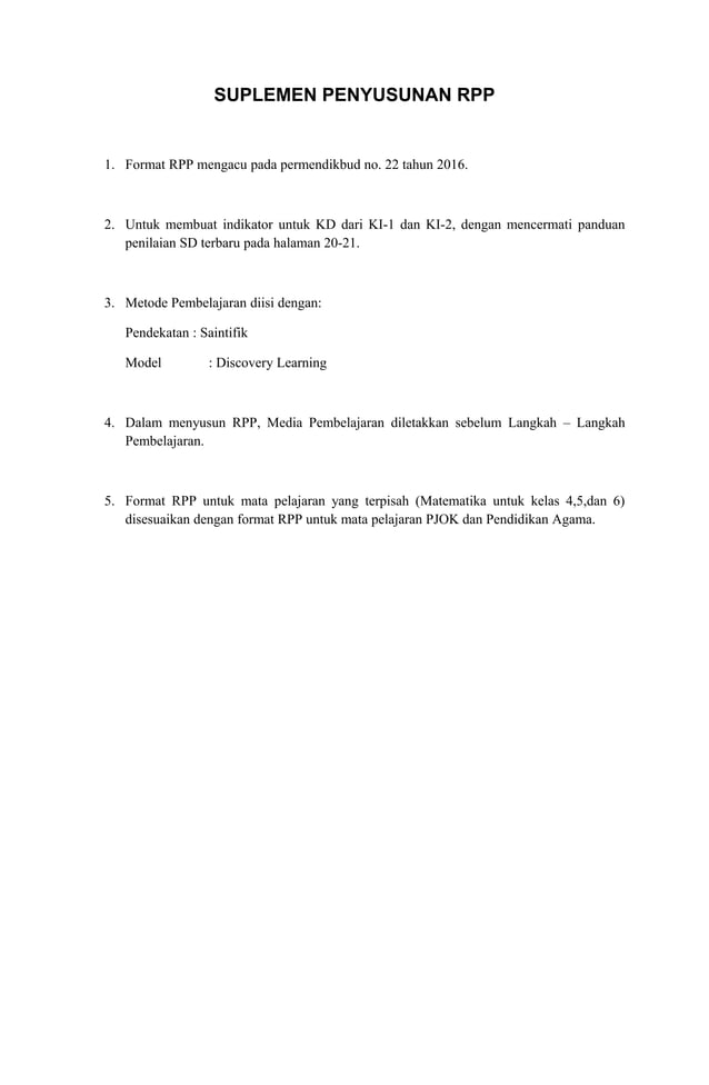 Suplemen penyusunan rpp | PDF