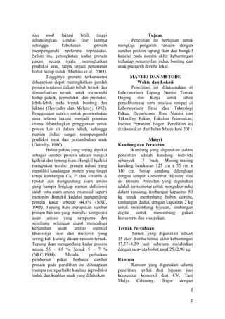 Suplementasi tepung ikan dan bungkil kedelai dalam ransum akhir kebuntingan terhadap performa ...