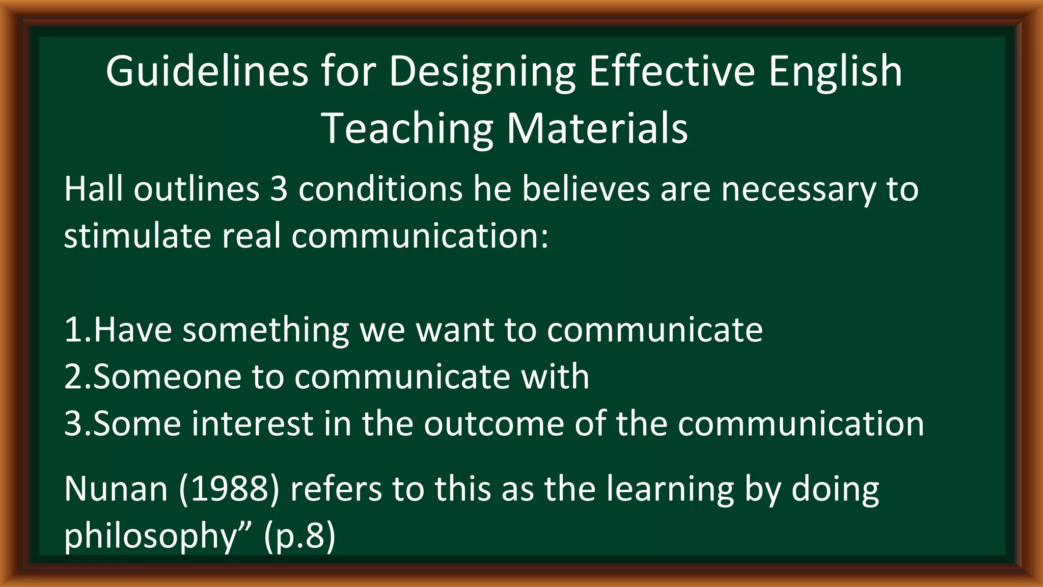 Guidelines for Designing Effective Language Teaching Materials | PPT