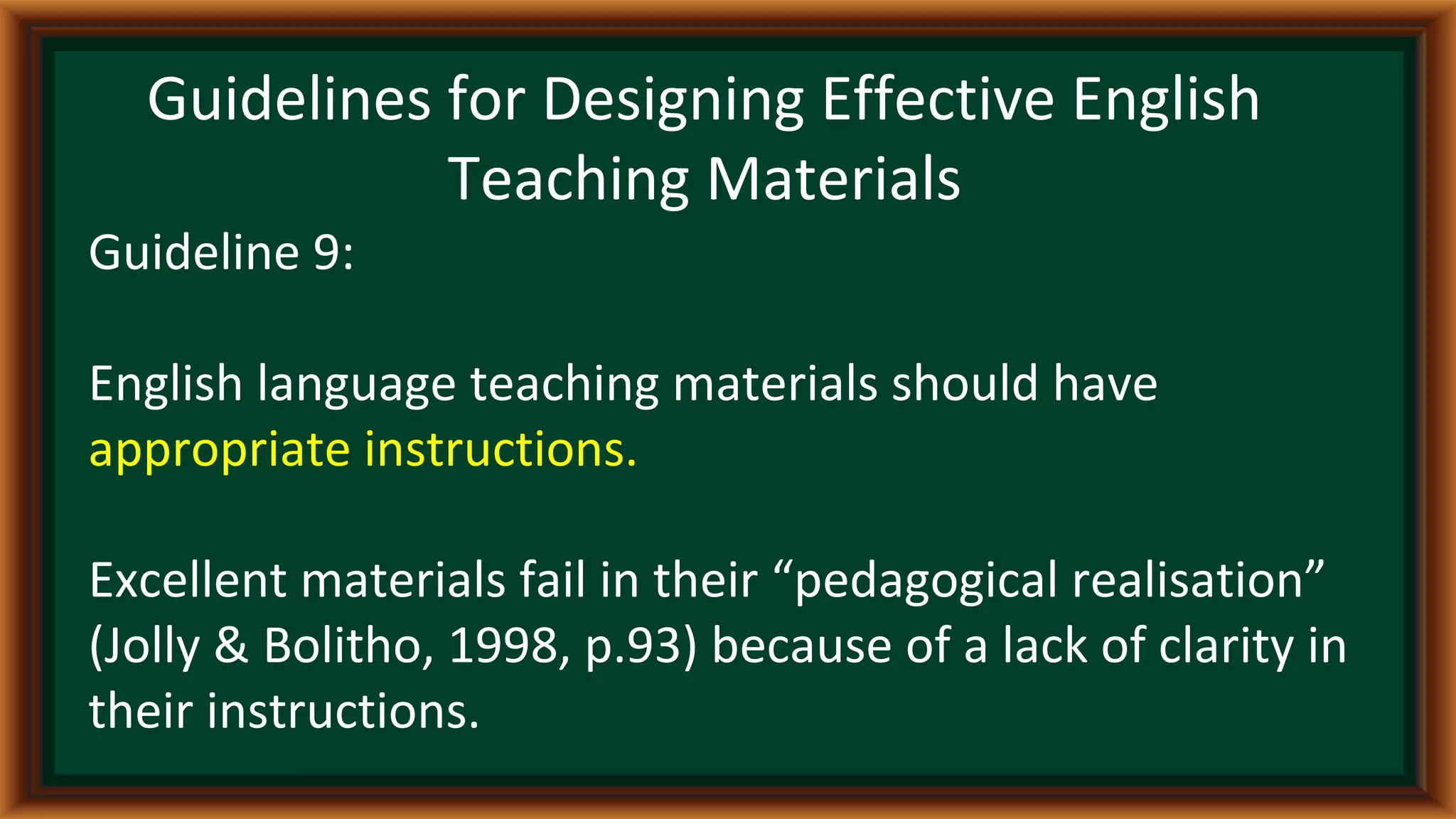 Guidelines for Designing Effective Language Teaching Materials | PPT