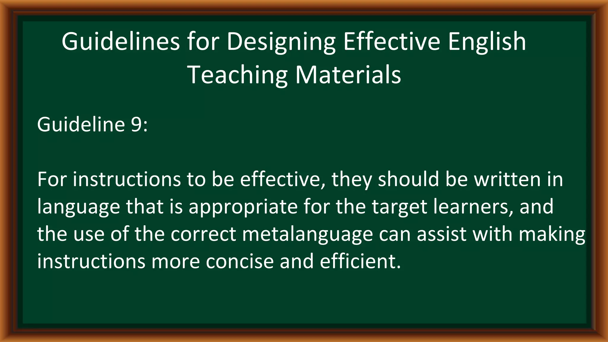Guidelines for Designing Effective Language Teaching Materials | PPT