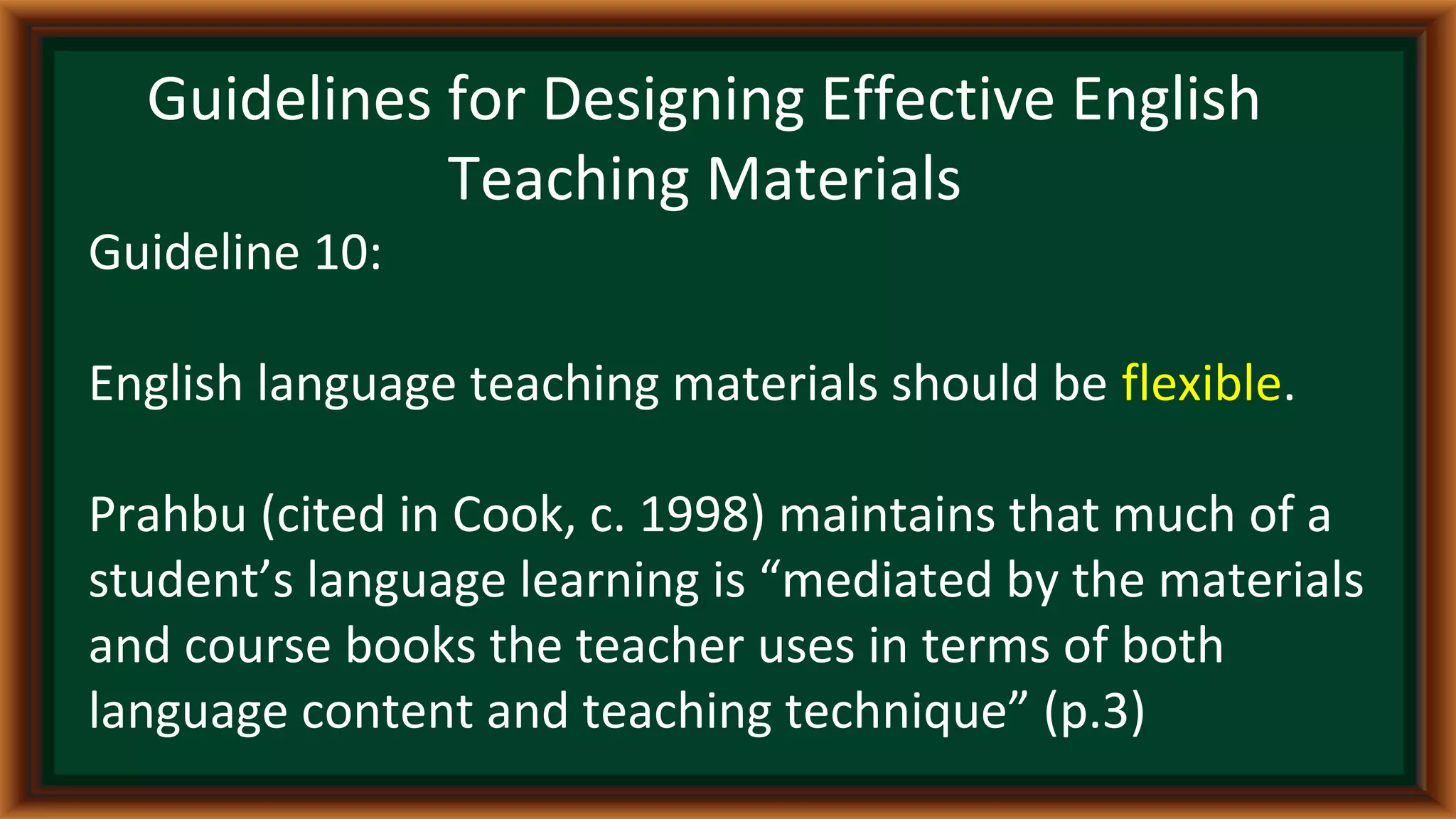 Guidelines for Designing Effective Language Teaching Materials | PPT