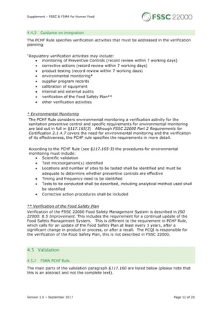 Supplement fssc-22000-and-fsma-v1-final-september-2017 | PDF