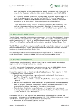 Supplement fssc-22000-and-fsma-v1-final-september-2017 | PDF