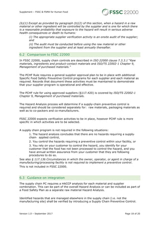 Supplement fssc-22000-and-fsma-v1-final-september-2017 | PDF