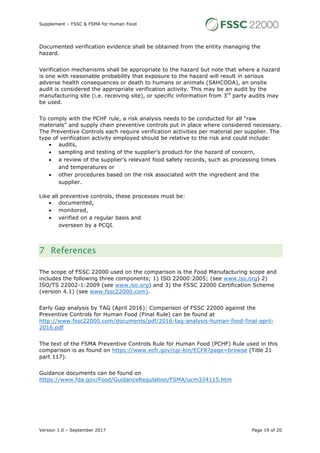 Supplement fssc-22000-and-fsma-v1-final-september-2017 | PDF