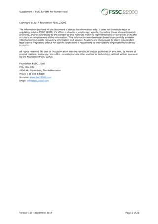 Supplement fssc-22000-and-fsma-v1-final-september-2017 | PDF