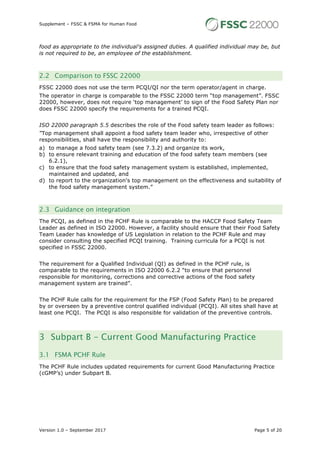 Supplement fssc-22000-and-fsma-v1-final-september-2017 | PDF