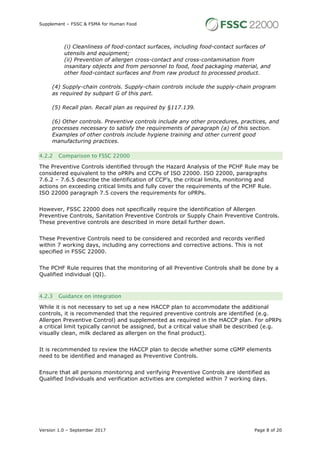 Supplement fssc-22000-and-fsma-v1-final-september-2017 | PDF