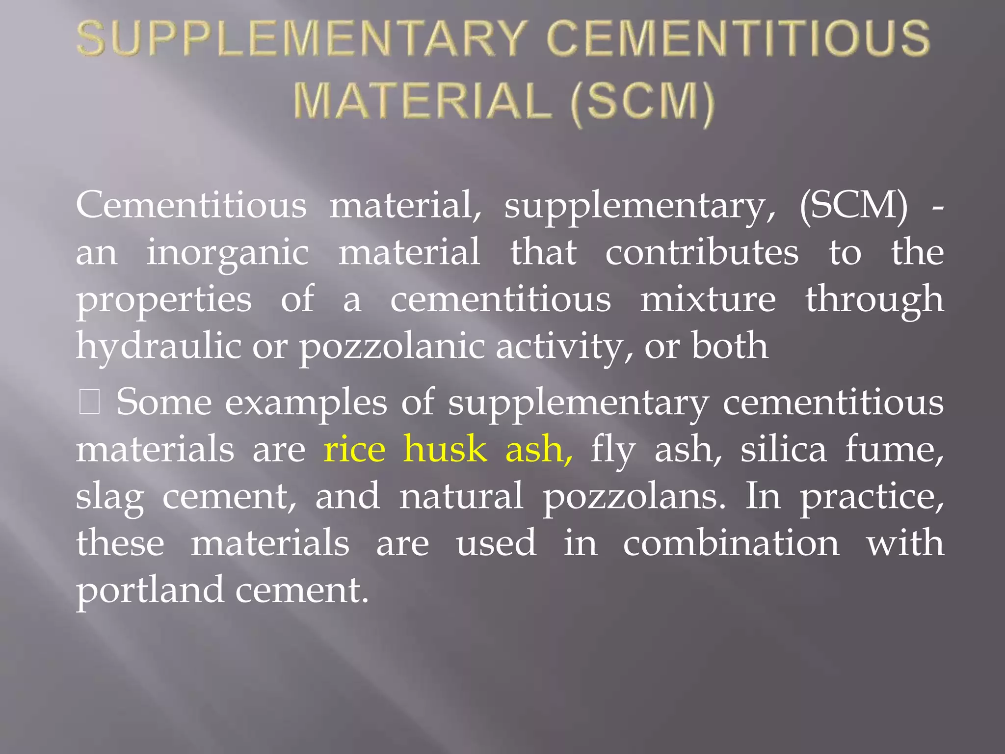 Supplementary cementitious materials origin from agricultural wastes ...
