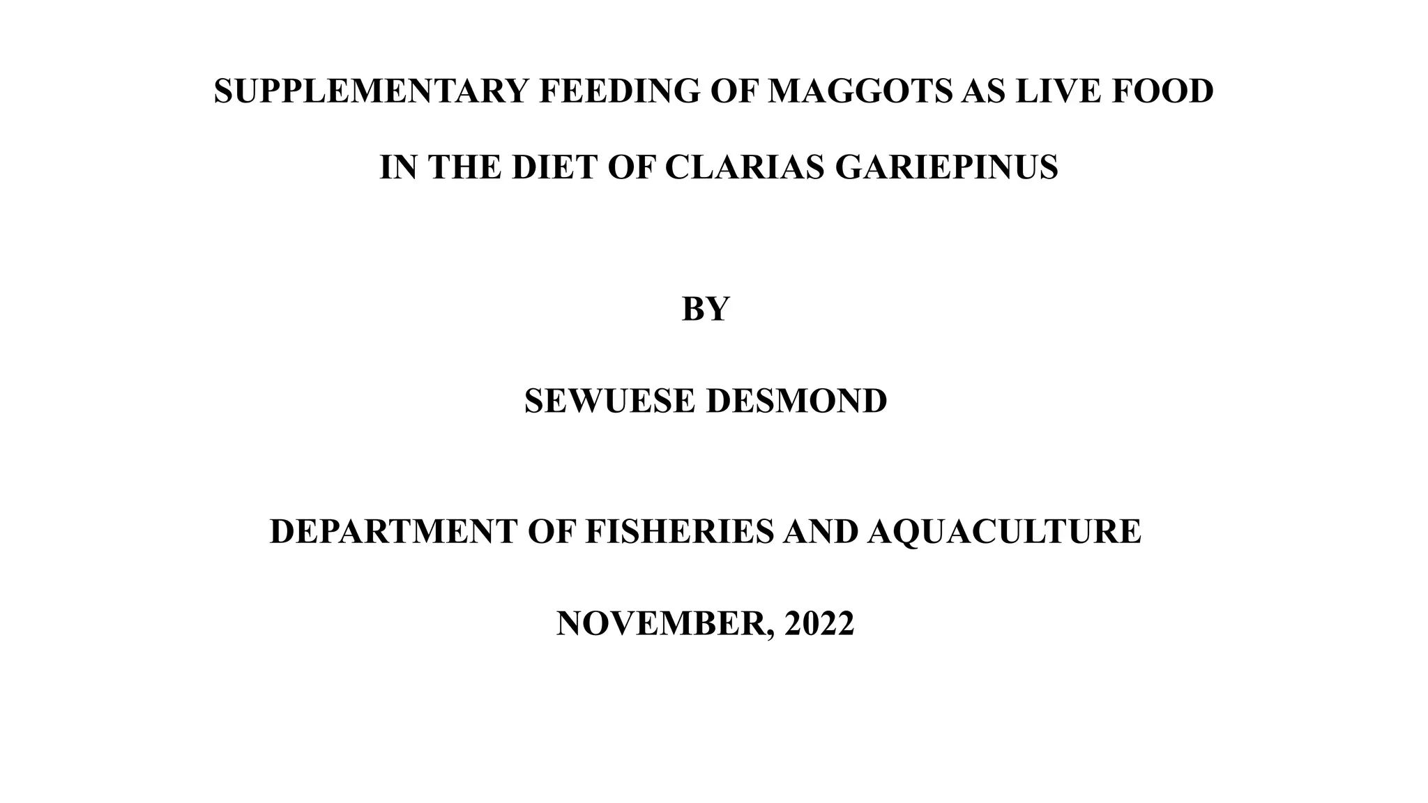supplementary feeding of African cat fish with maggot.pptx
