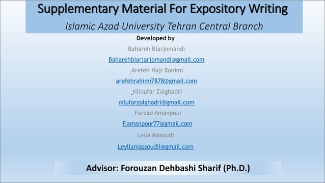 Supplementary Material of Expository Writing | PDF