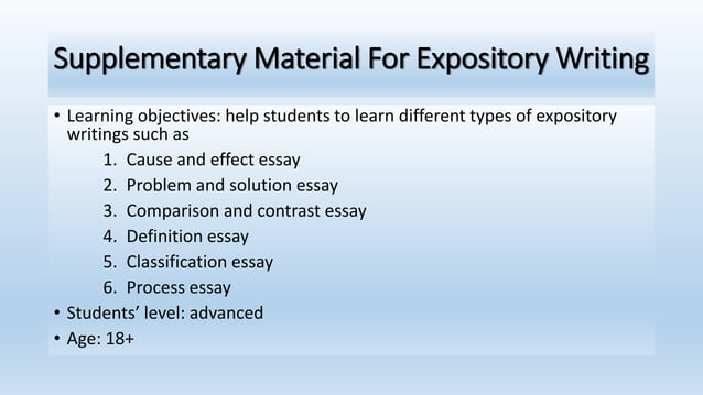 Supplementary Material of Expository Writing | PPT