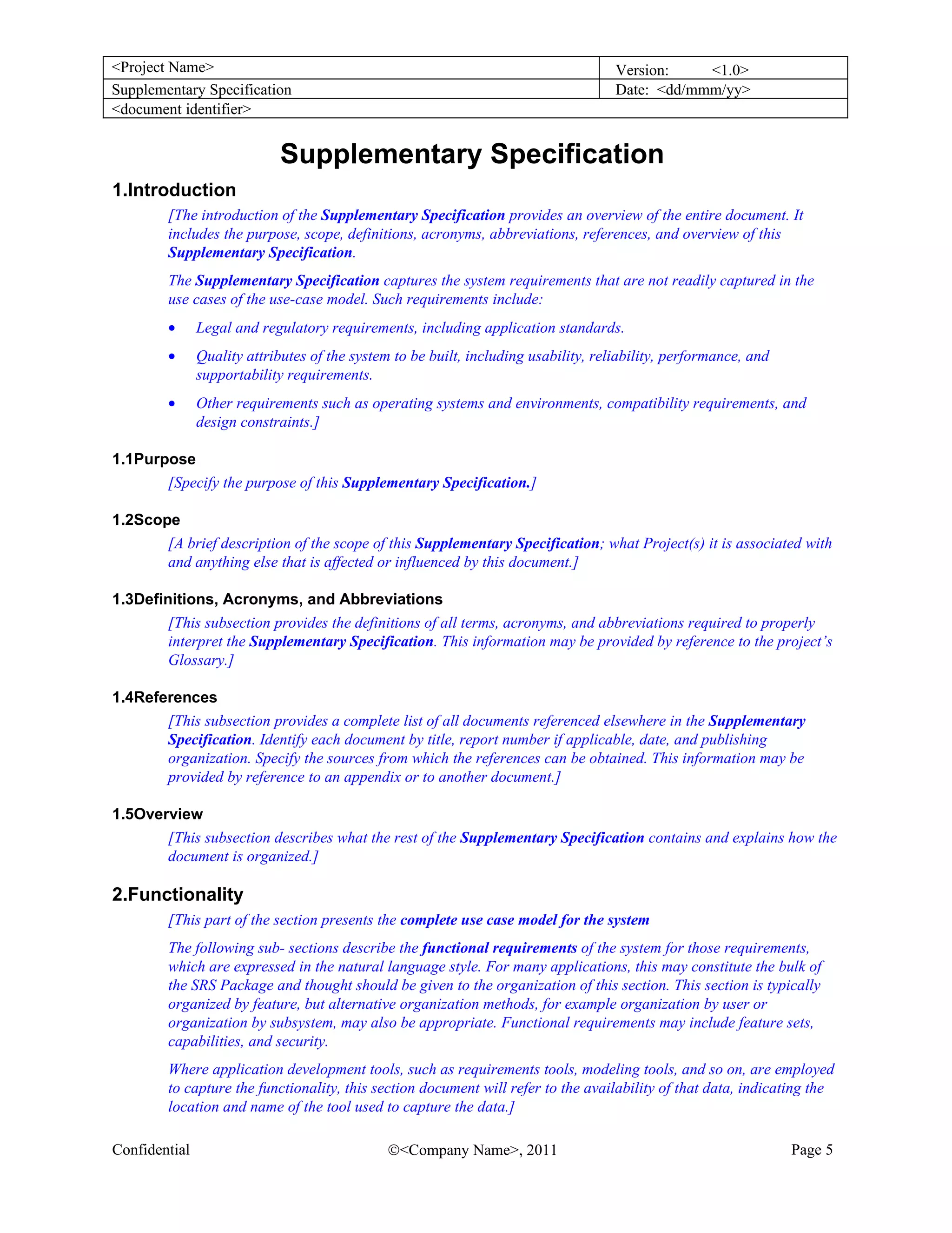 Supplementary specification | DOC