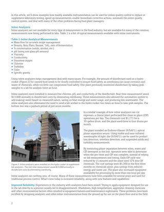 Supplementing lab analysis with inline quality measurements in food ...