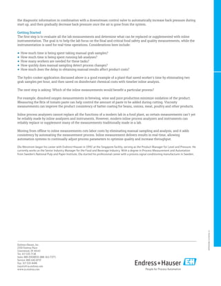 Supplementing lab analysis with inline quality measurements in food ...