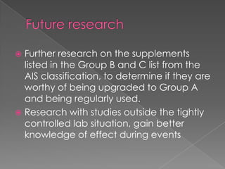 Supplements in sport | PPTX