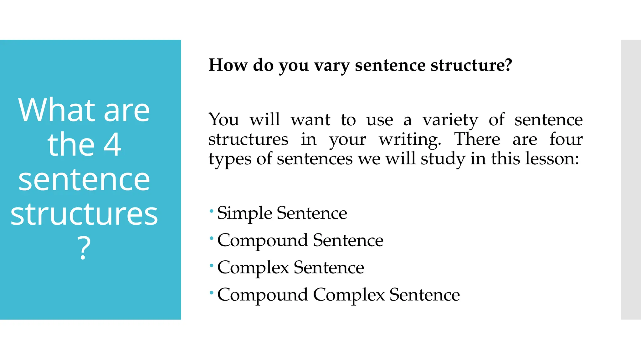 Supplemental Lesson 2- Sentence Structures | PPTX