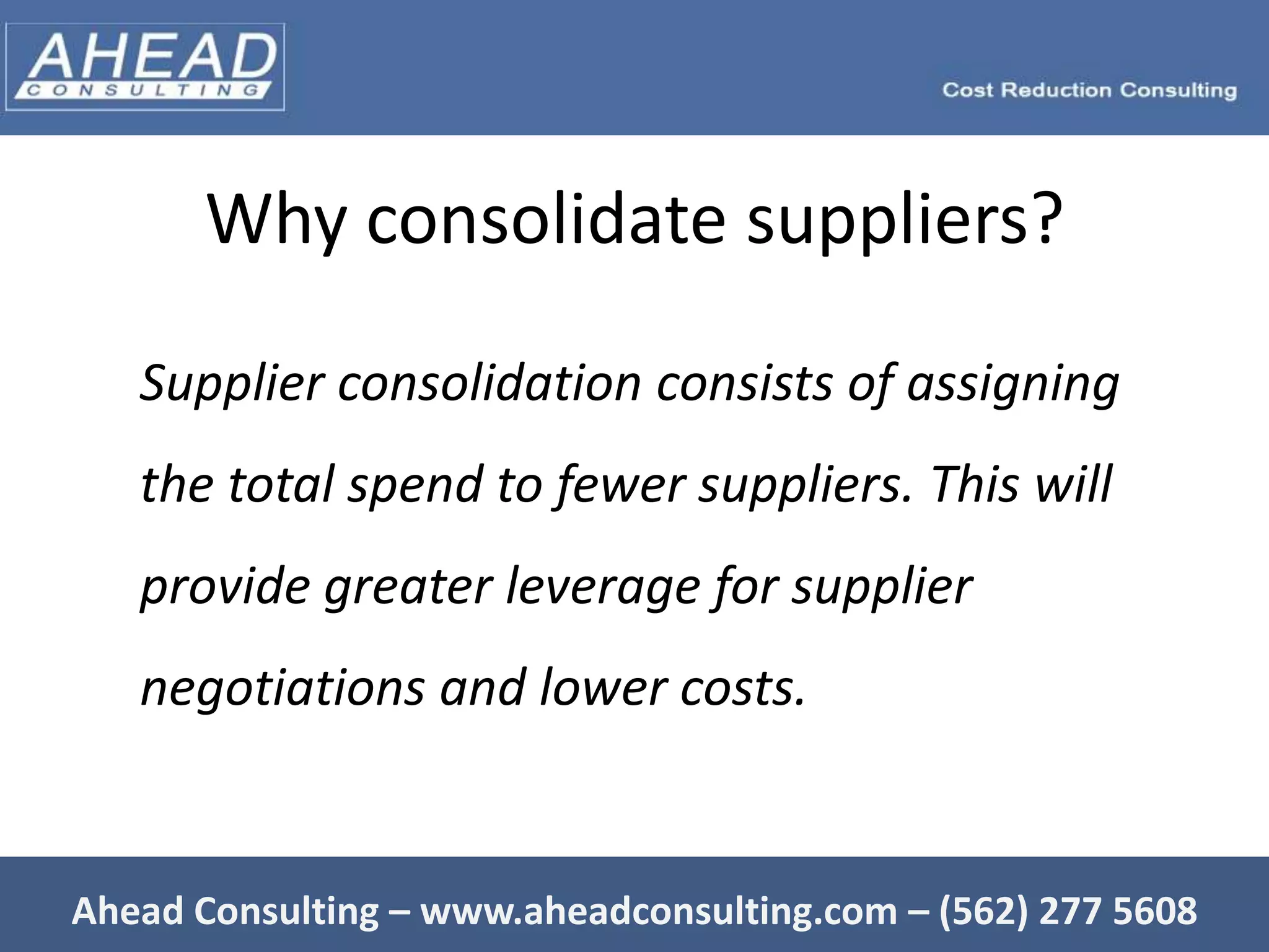 Supplier consolidation | PPTX