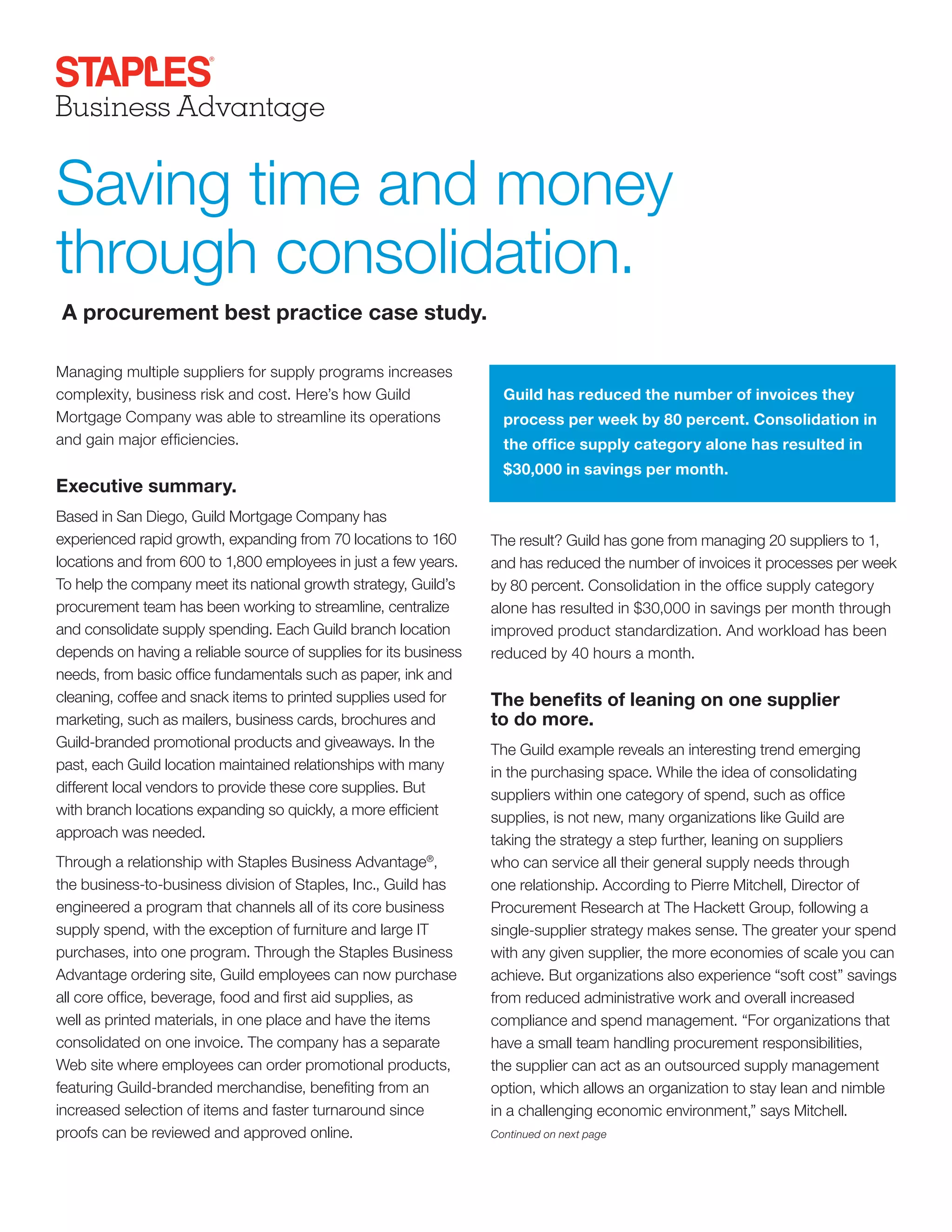 Supplier consolidation best practice case study | PDF