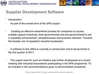 UNIDO SA: Supplier development | PPT