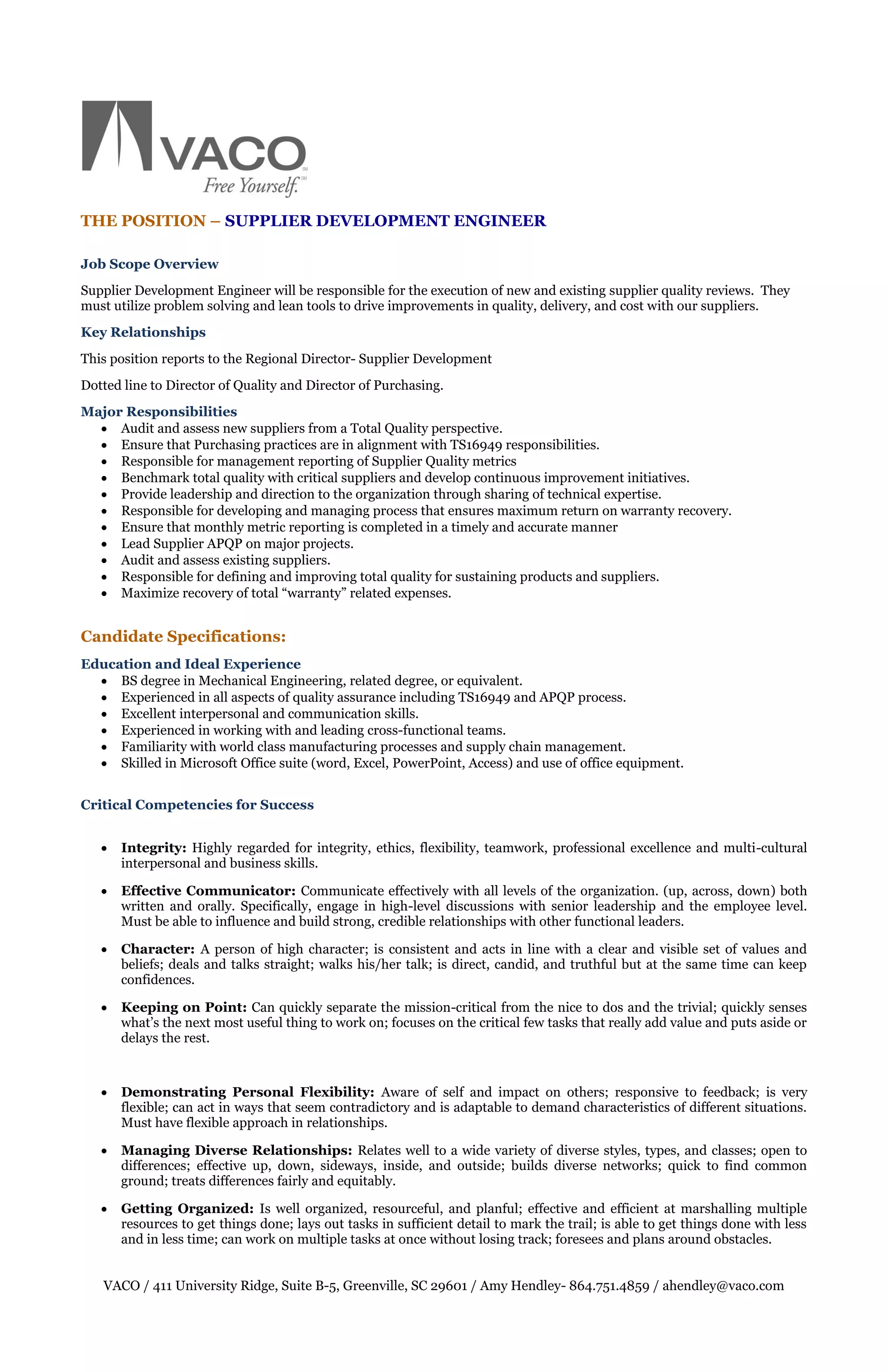 Supplier Development Engineer | PDF