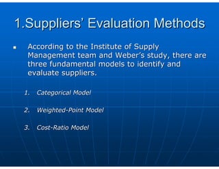 Supplier evaluation criteria | PDF