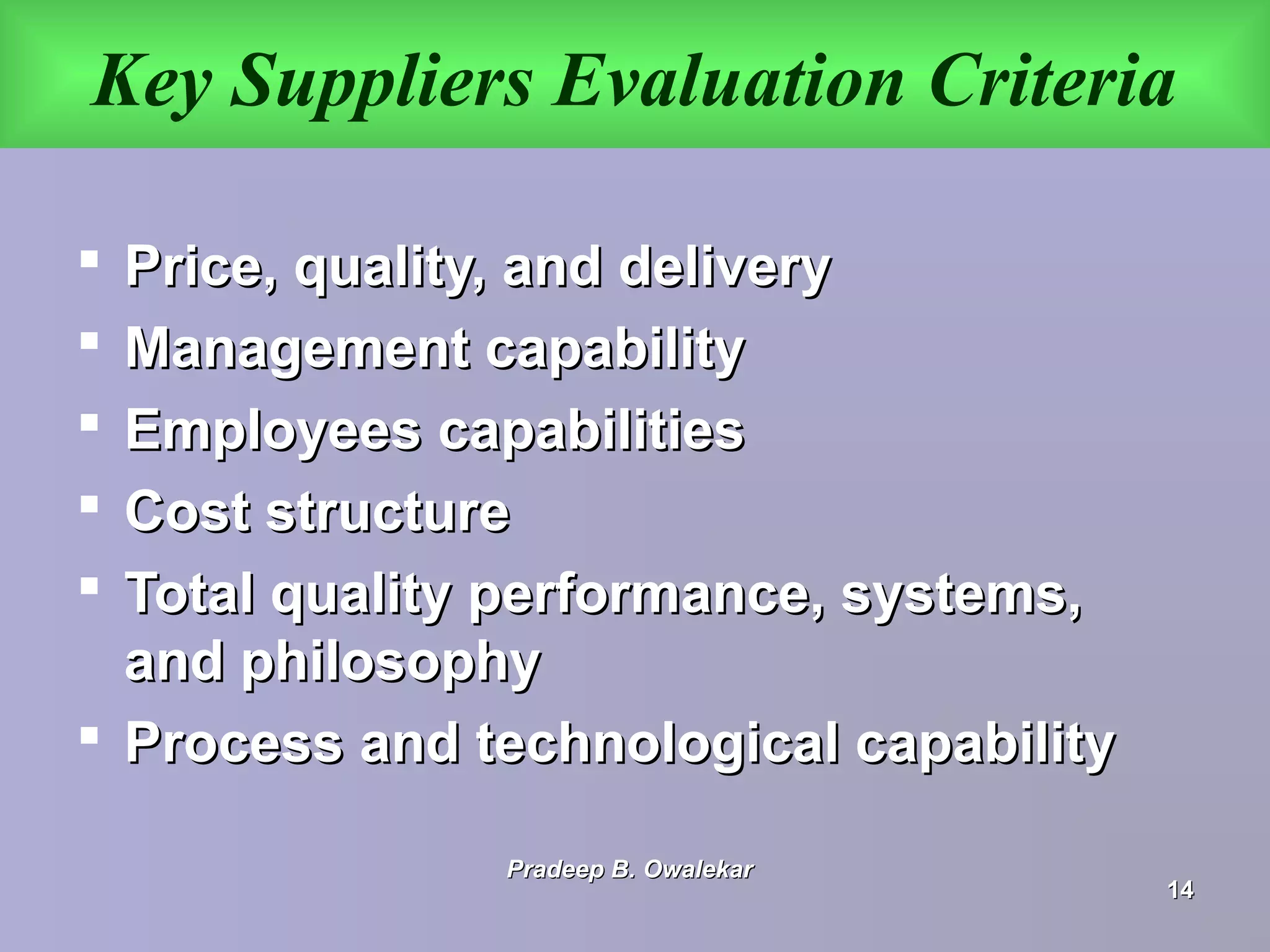Supplier Evaluation And Selection Ppt