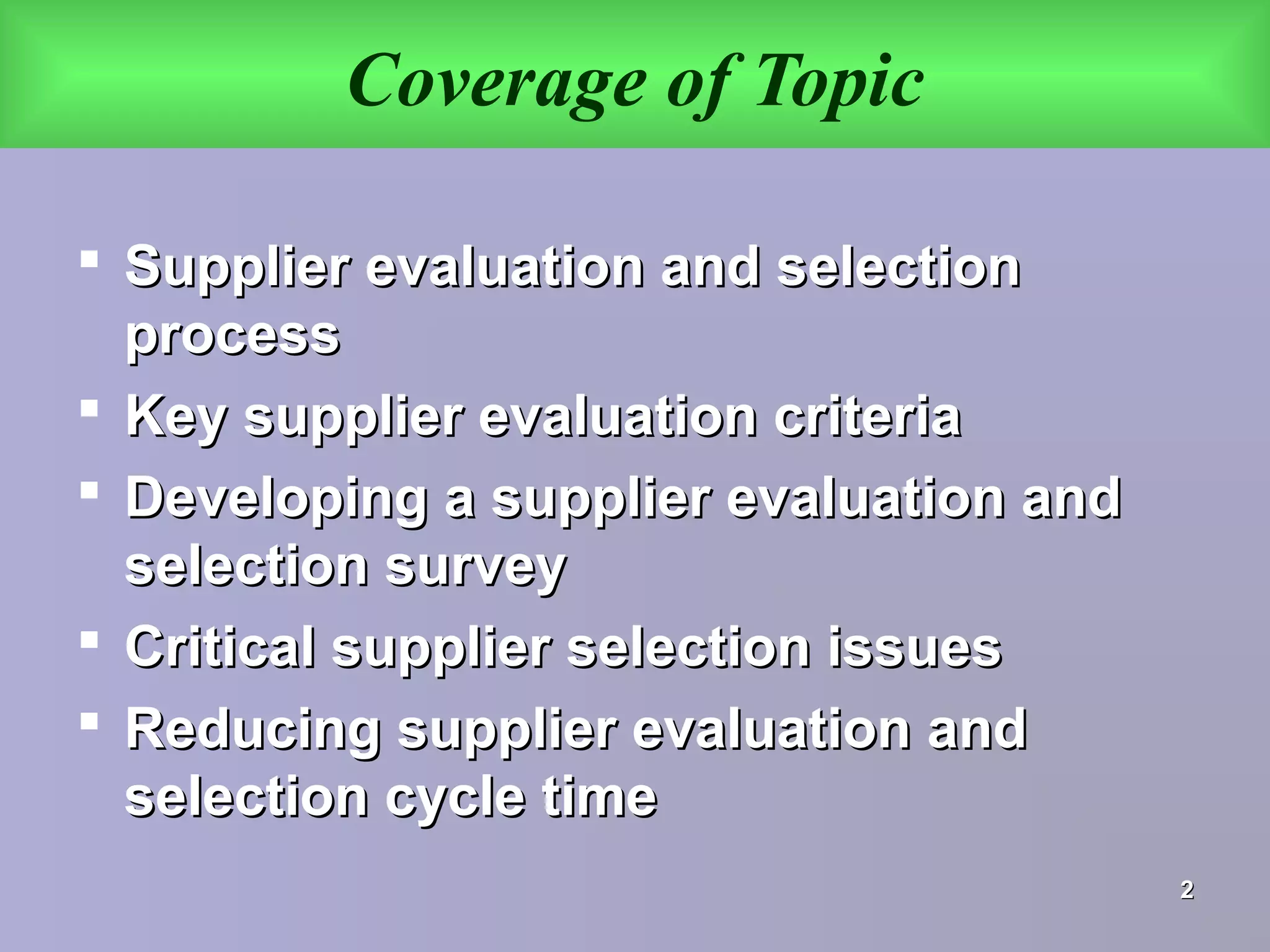 Supplier evaluation & selection | PPT