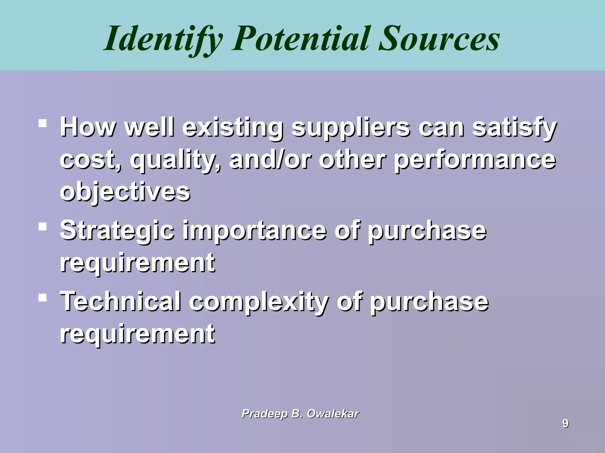 Supplier Evaluation And Selection Ppt