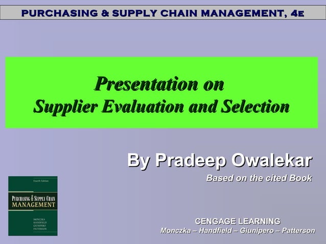 Supplier Evaluation And Selection Ppt