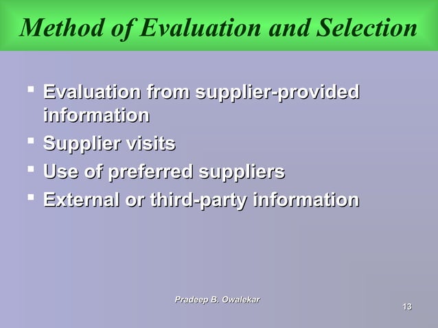Supplier evaluation & selection | PPT