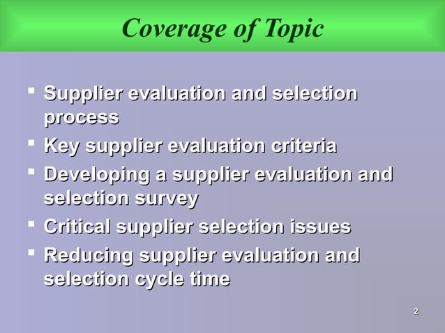 Supplier Evaluation And Selection Ppt
