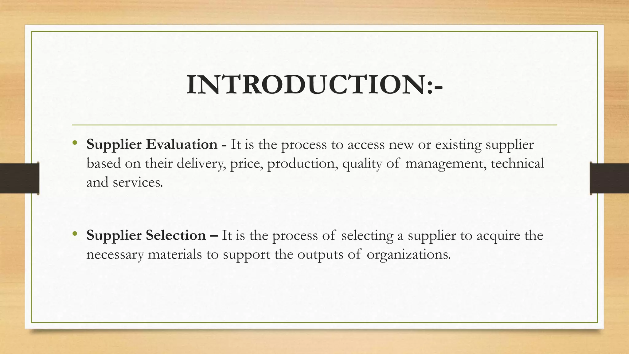 Supplier evaluation & selection | PPT
