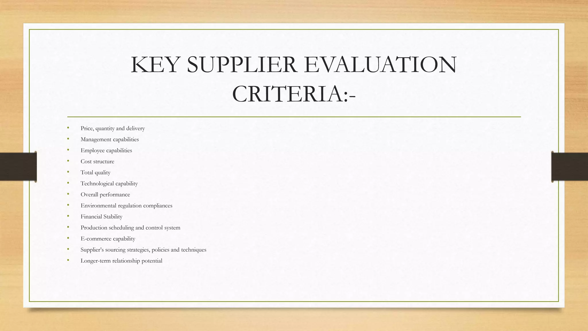 Supplier Evaluation And Selection Ppt