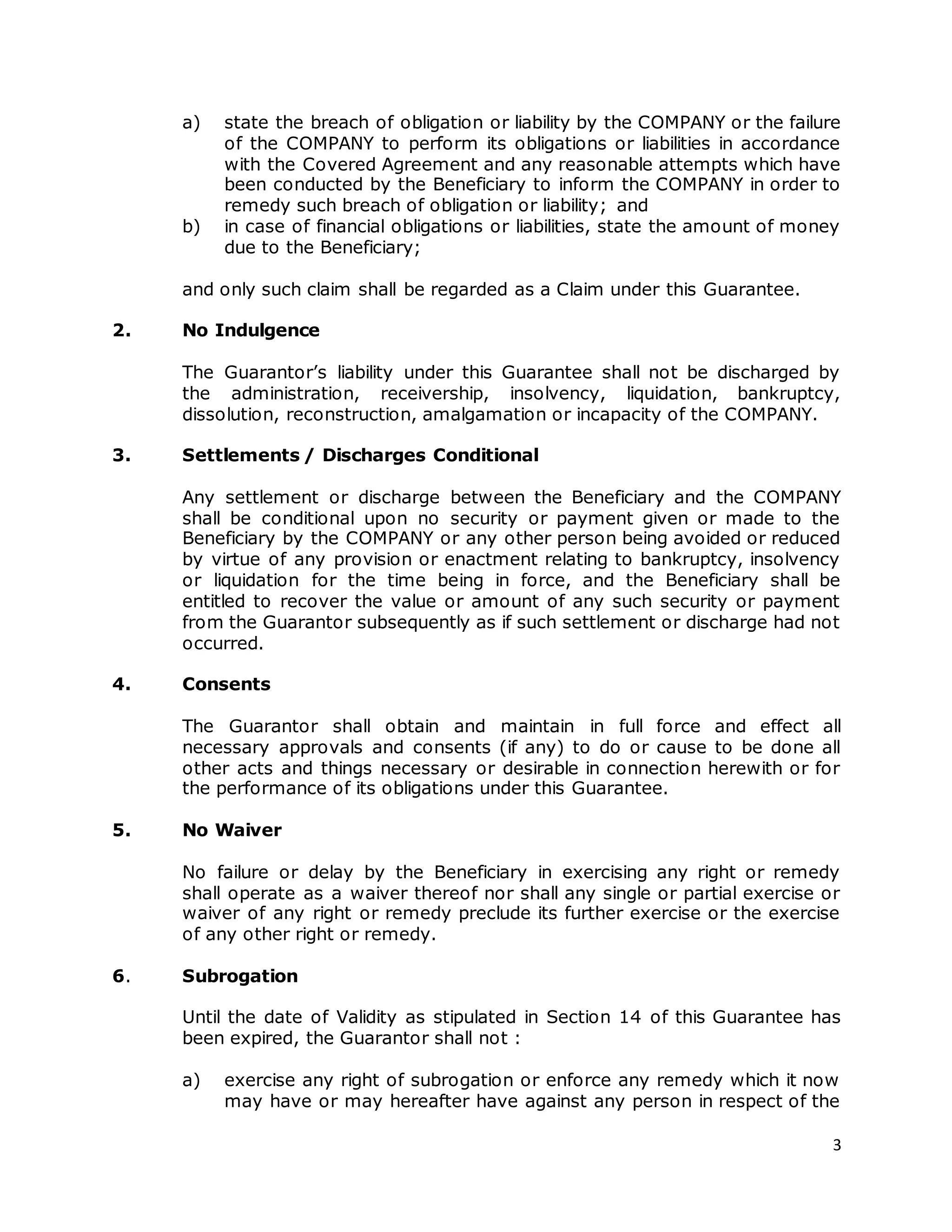 Supplier Parent Company guarantee Sample (Purchase this doc, Text ...